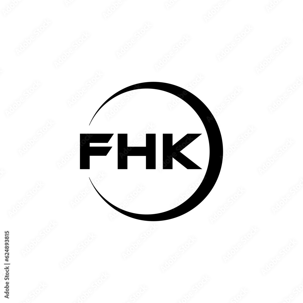FHK letter logo design with white background in illustrator, cube logo ...