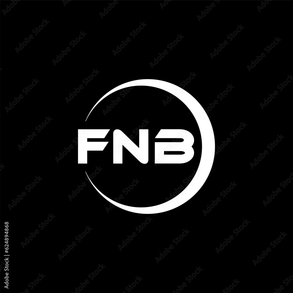 FNB letter logo design with black background in illustrator, cube logo ...