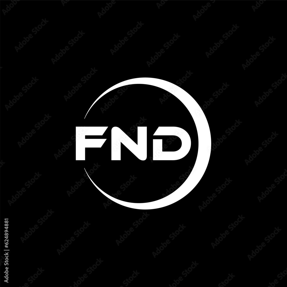 FND letter logo design with black background in illustrator, cube logo ...