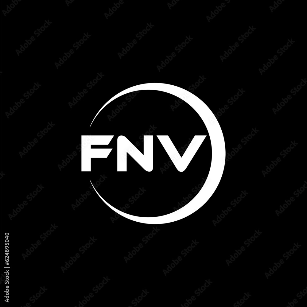 FNV letter logo design with black background in illustrator, cube logo ...