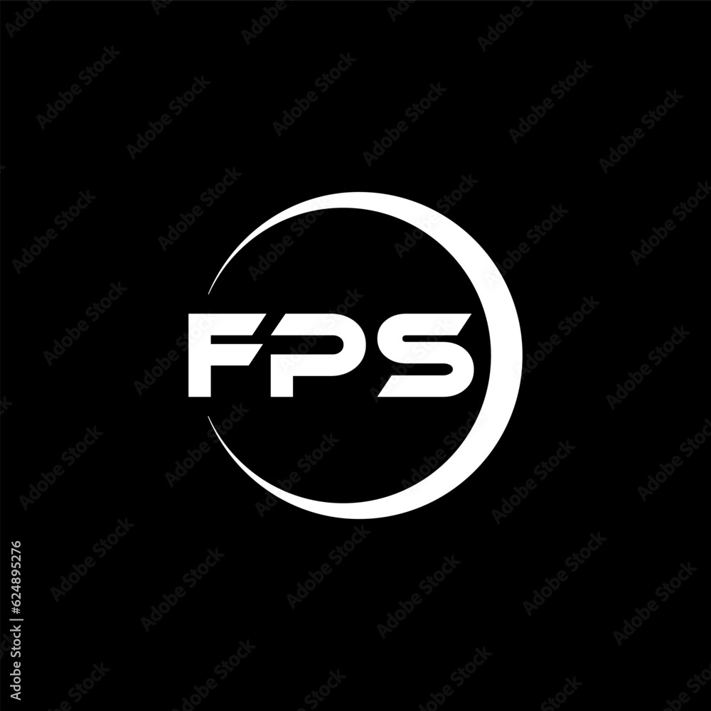 FPS letter logo design with black background in illustrator, cube logo ...