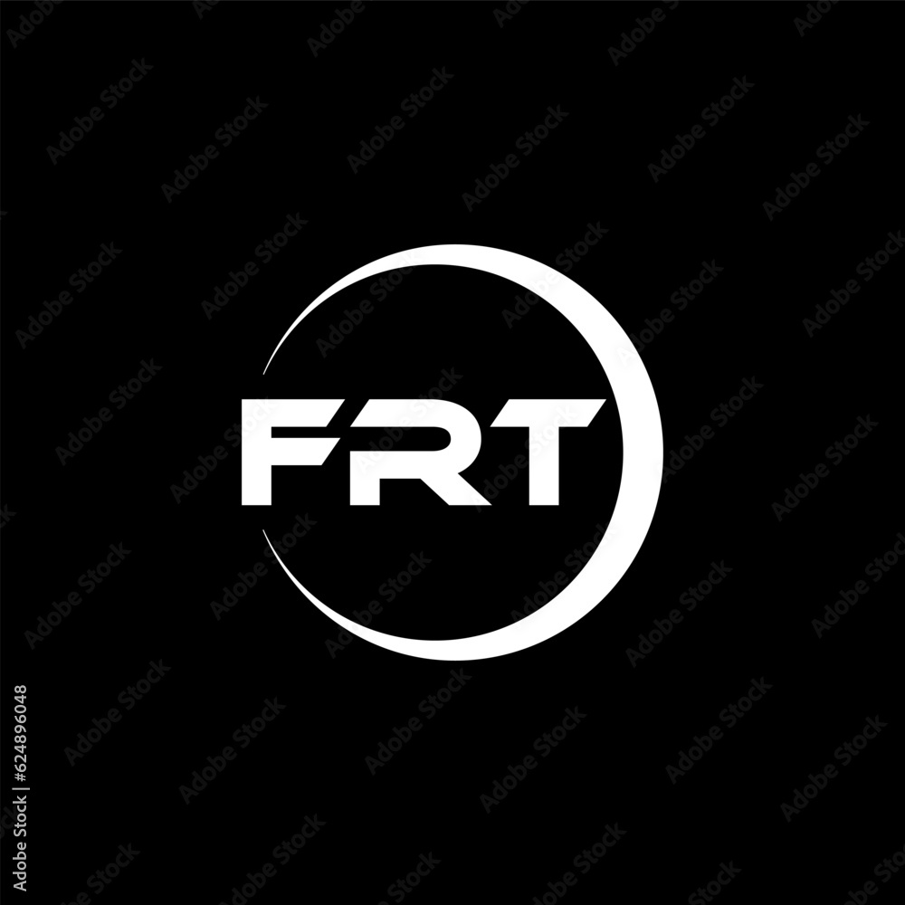 FRT letter logo design with black background in illustrator, cube logo ...