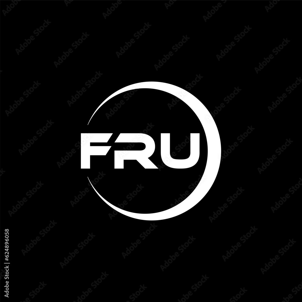 FRU letter logo design with black background in illustrator, cube logo ...