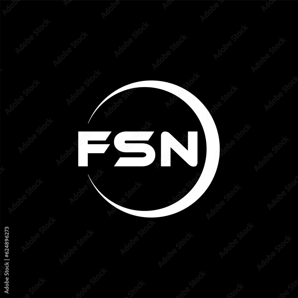 FSN letter logo design with black background in illustrator, cube logo ...