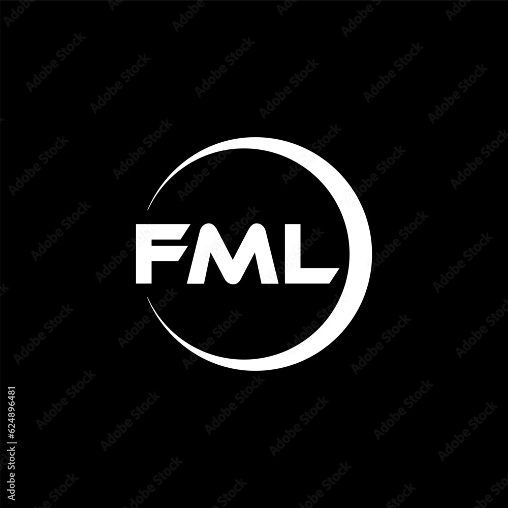 FML letter logo design with black background in illustrator, cube logo ...