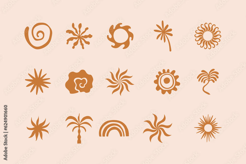 Poster Vector logo and print design templates, summer palms, tropical ...