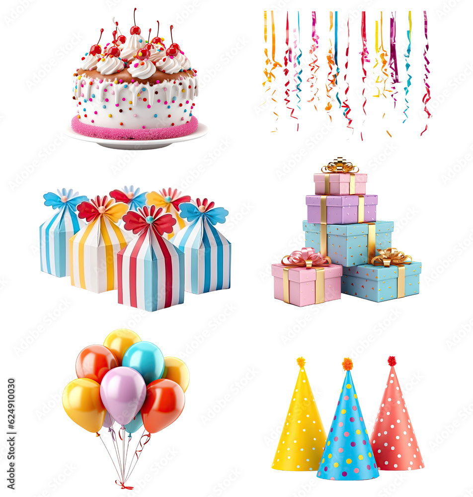 birthday party celebration collection including birthday cake ...