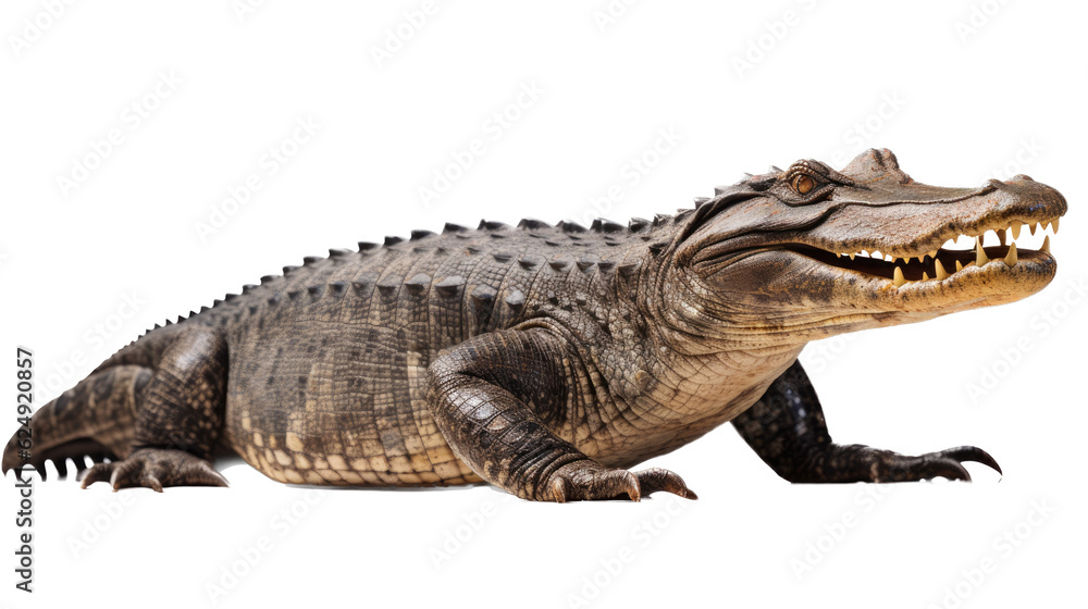an American alligator (Alligator mississippiensis) full body 3/4 view ...