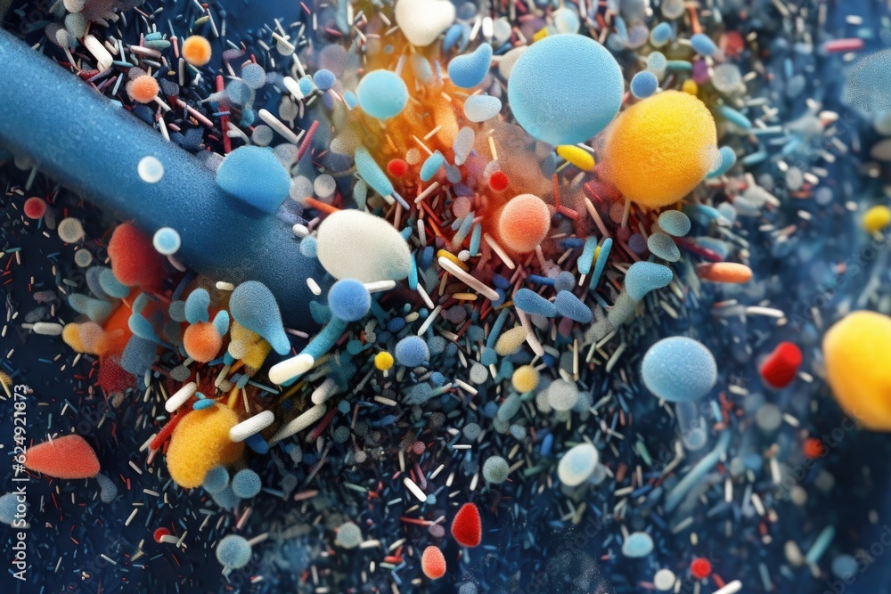 microscopic view of microplastic particles in cosmetic products ...