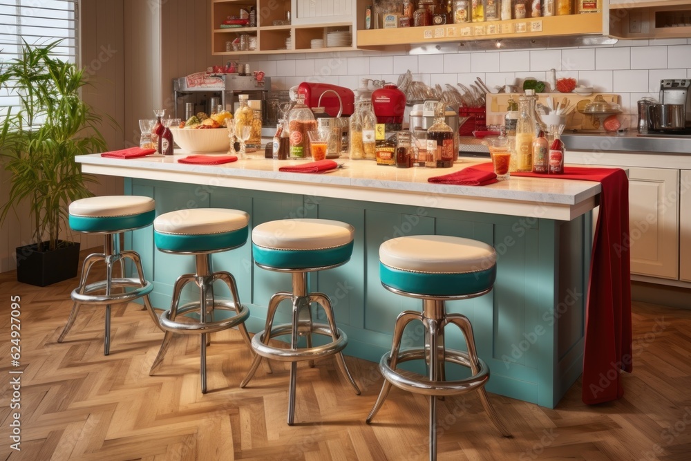 classic diner counter with vintage stools and menu, created with ...