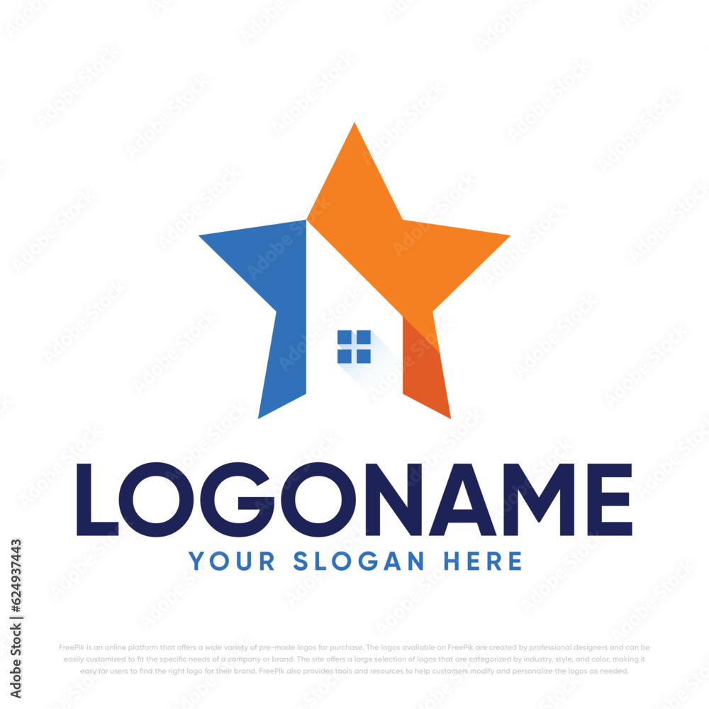 Star House Logo Design Stock Vector | Adobe Stock