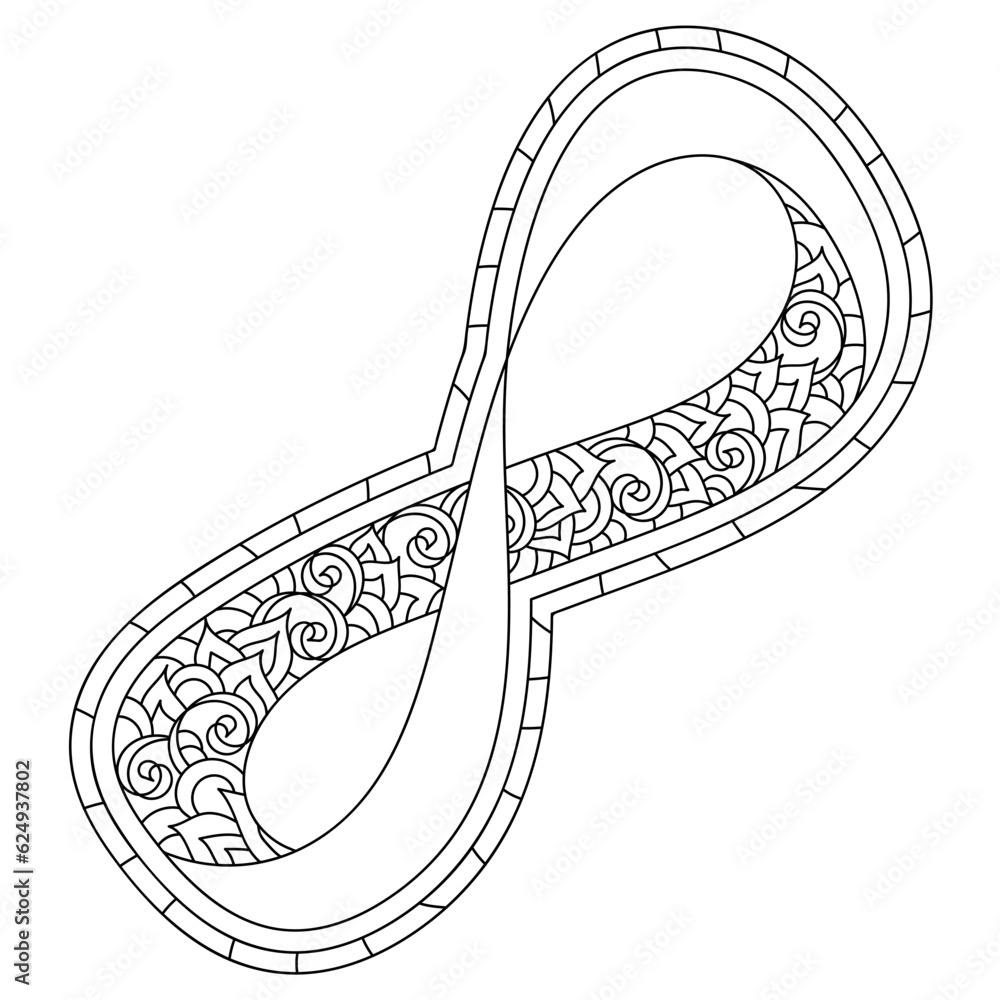 Coloring book for adults. The infinity symbol, the Mobius strip ...