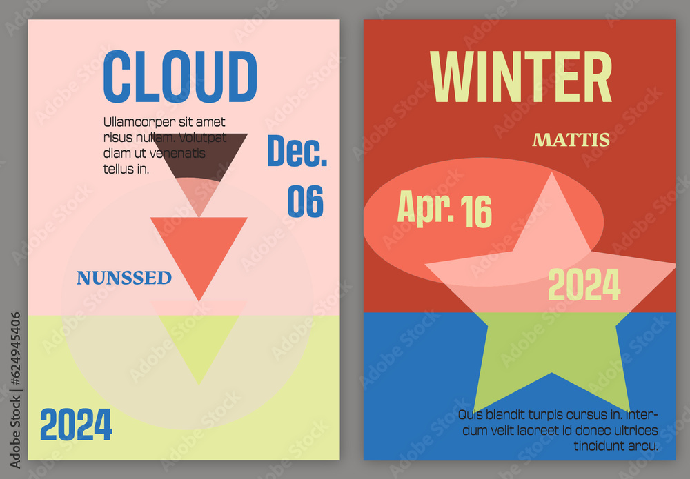 Flyer A4 Template with Simple Overlapping Geometrical Shapes Flat Color ...