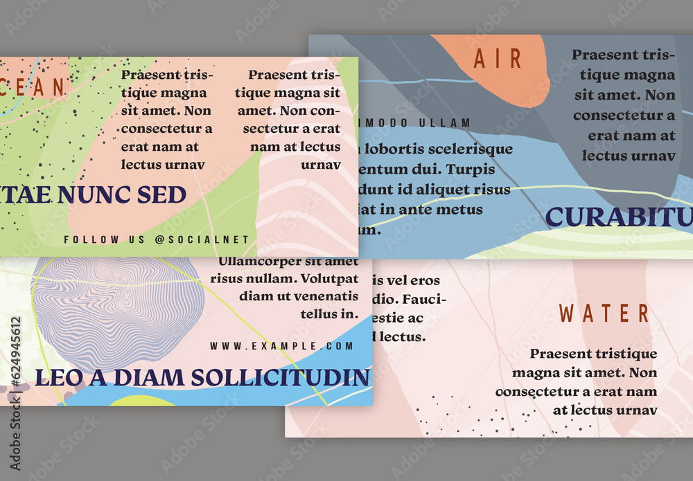 Web Banner Layout Overlapping Blobs Textured With Spots And Lines Stock ...