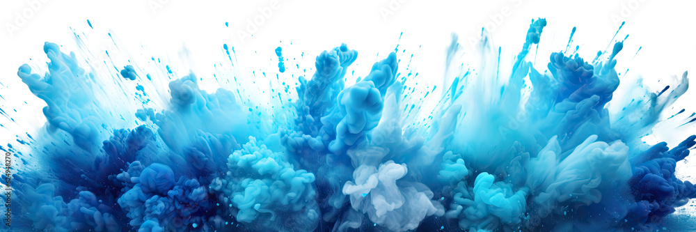 A blue smoke explosion border isolated on transparent background ...