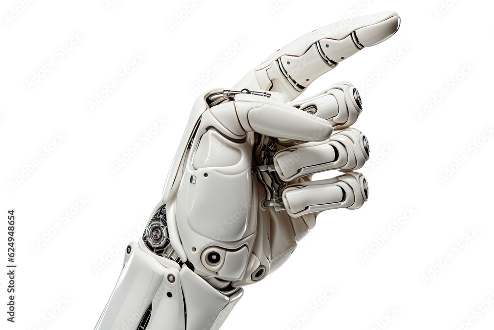 A robot hand pointing finger isolated on transparent background - Generative AI Stock ...
