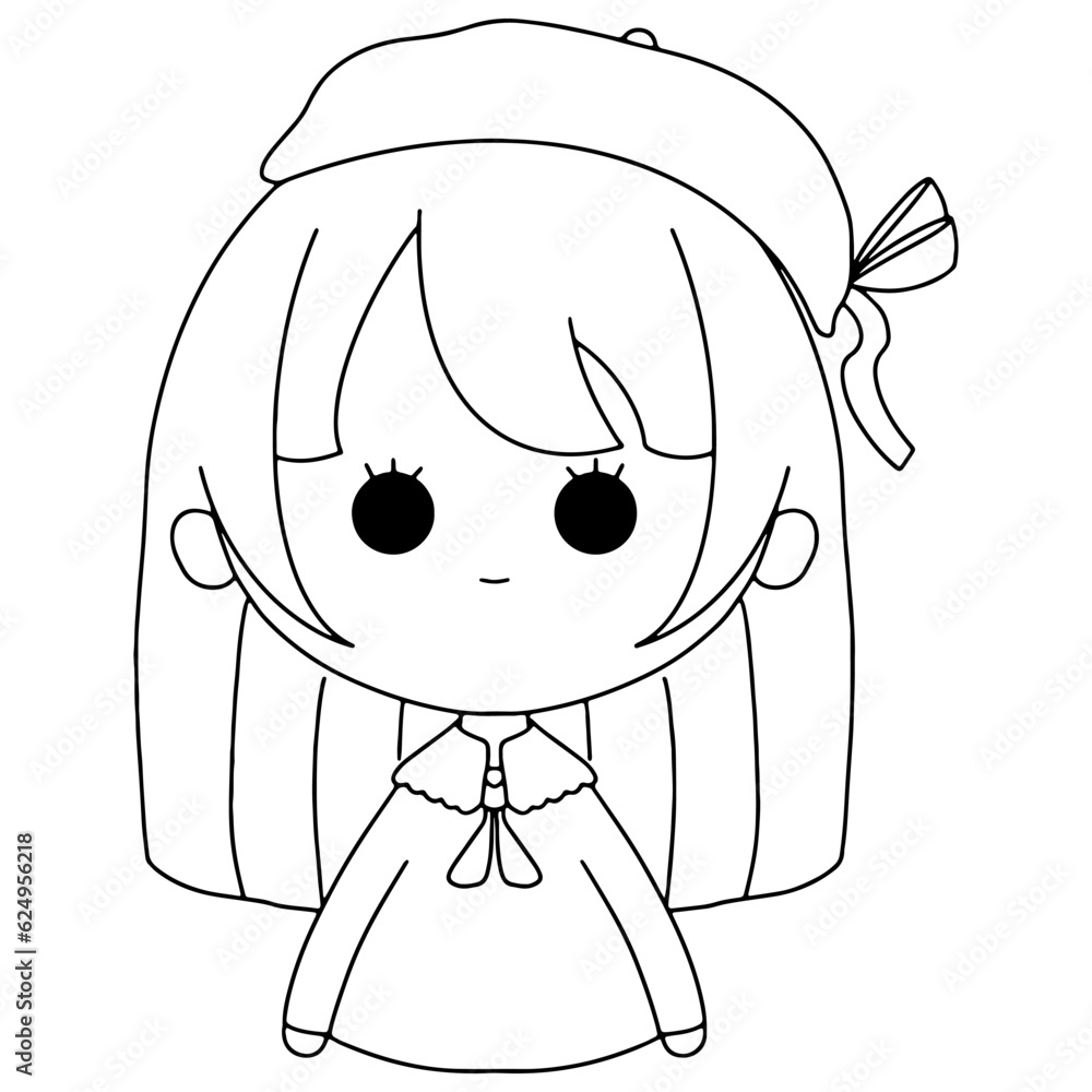 2D drawing of children girls. faces of girls on white background. Stock ...