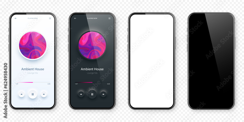 Online audio player user interface, smartphone app UI design. Music ...