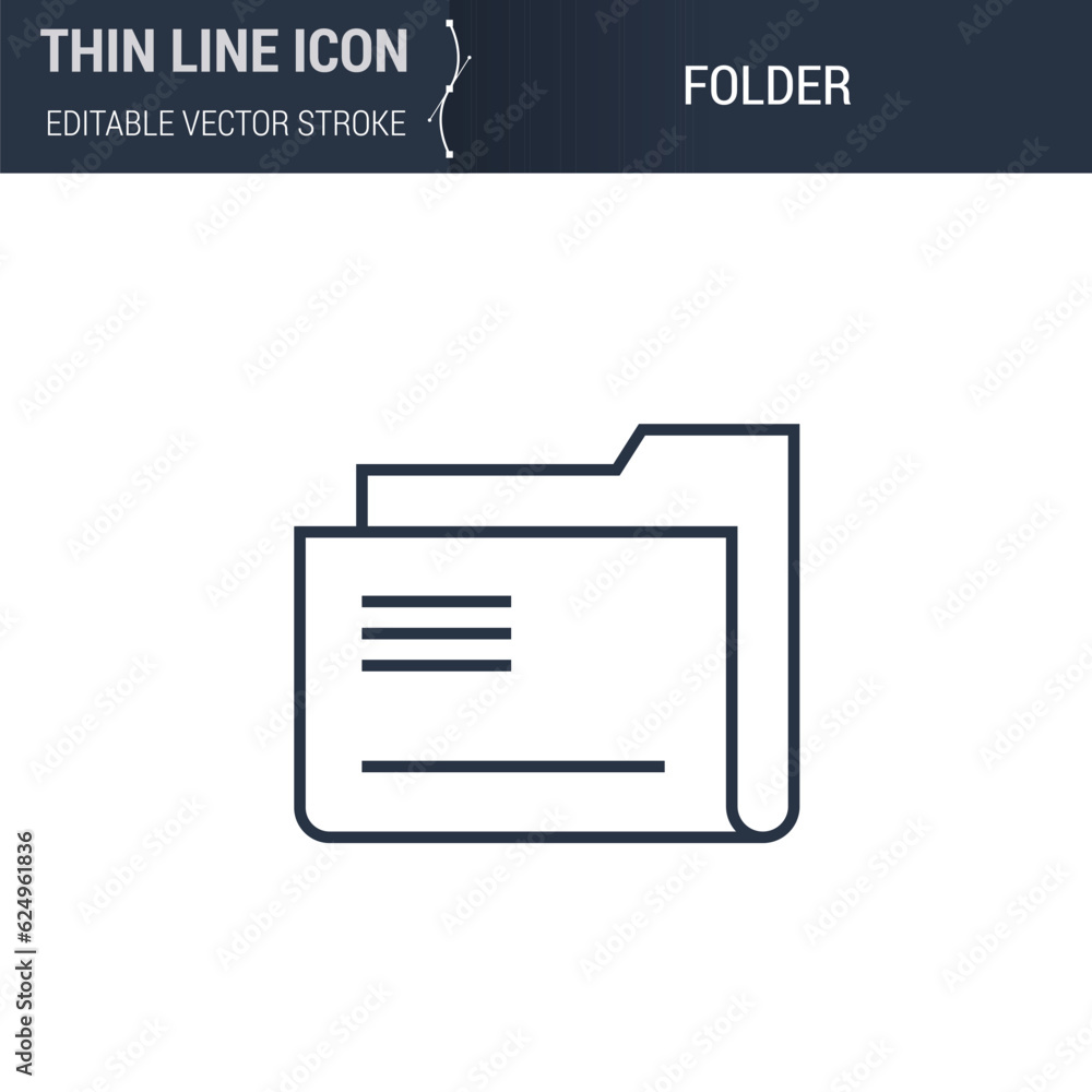 Stockvector Folder Symbol Icon. Sleek Thin Line Business Icon. Stroke ...