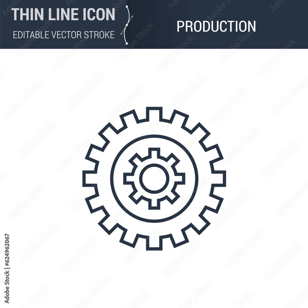Production Symbol Icon. Sleek Thin Line Business Icon. Stroke Pictogram ...