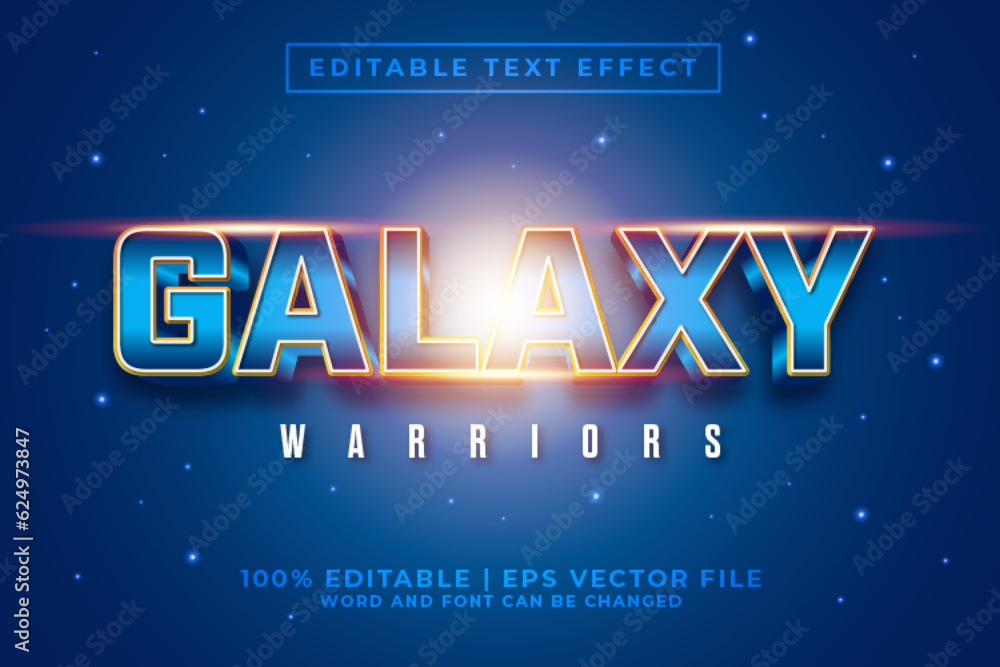 Galaxy Warriors 3d Editable Text Effect Cartoon Style Premium Vector ...