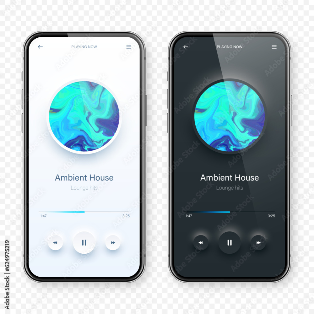 Online audio player user interface, smartphone app UI design. Music ...
