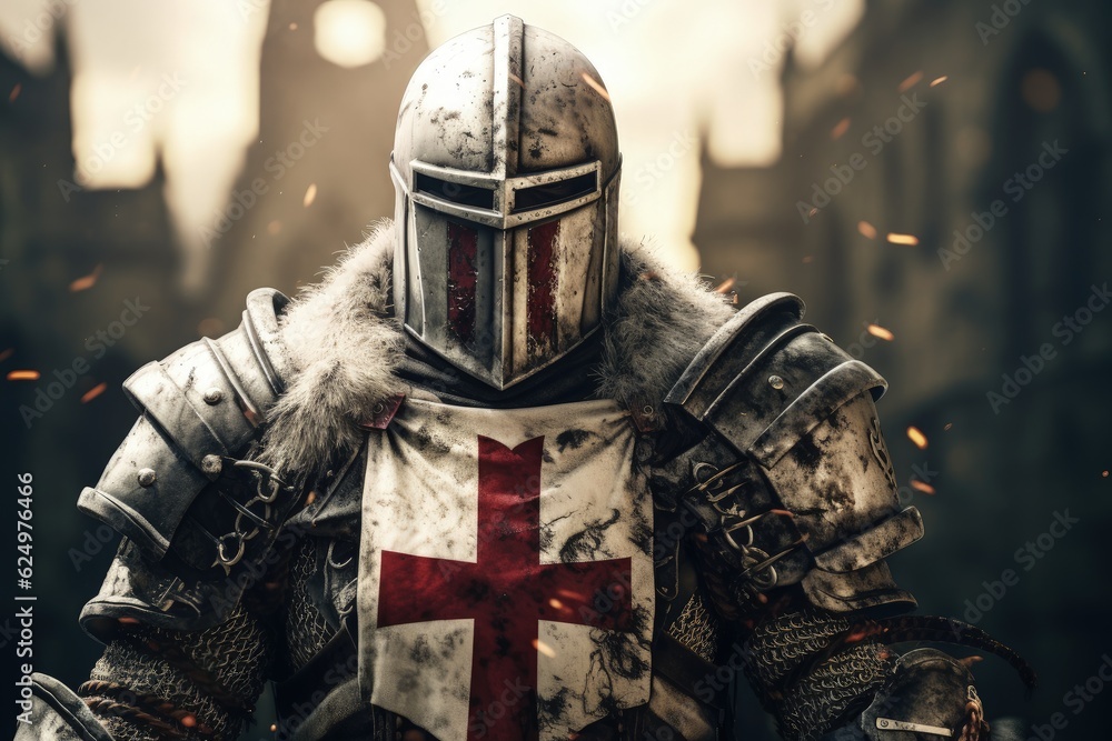 Templar knight with armor, bokeh background, history and fantasy ...