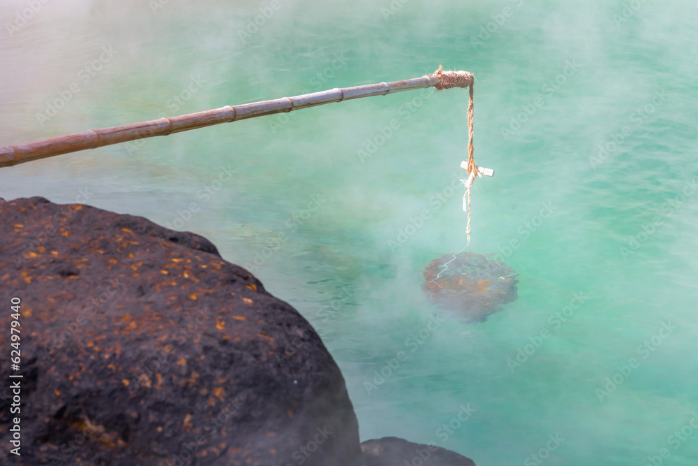 Beppu, Japan - Nov 25 2022: Umi Jigoku hot spring in Beppu, Oita. The ...
