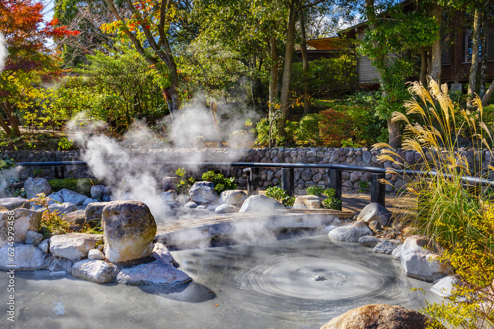 Beppu, Japan - Nov 25 2022: Oniishibozu Jigoku hot spring in Beppu ...