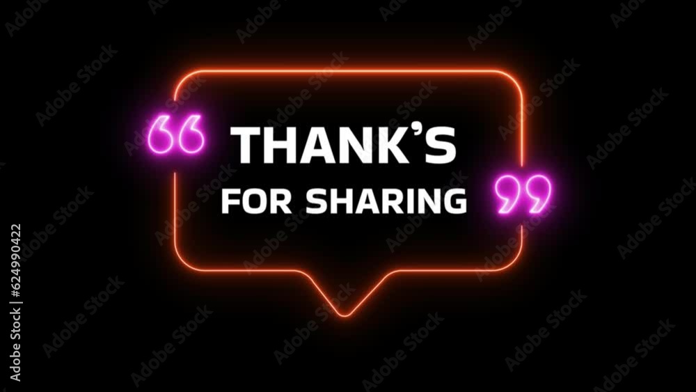 Animation thanks for Sharing. Animated motion graphics with neon style ...