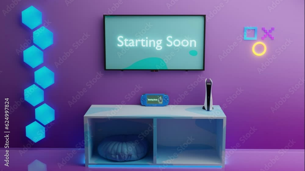 3D Video Game Room Animation, Starting Soon Screen, Livestream Loop ...