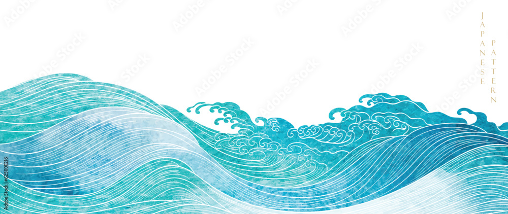 Japanese background with watercolor texture painting element vector ...