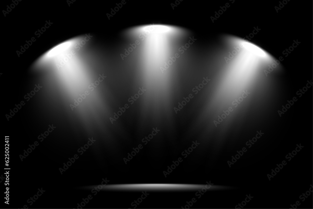 A vector spotlight shining on a scene with beams of light. The ...