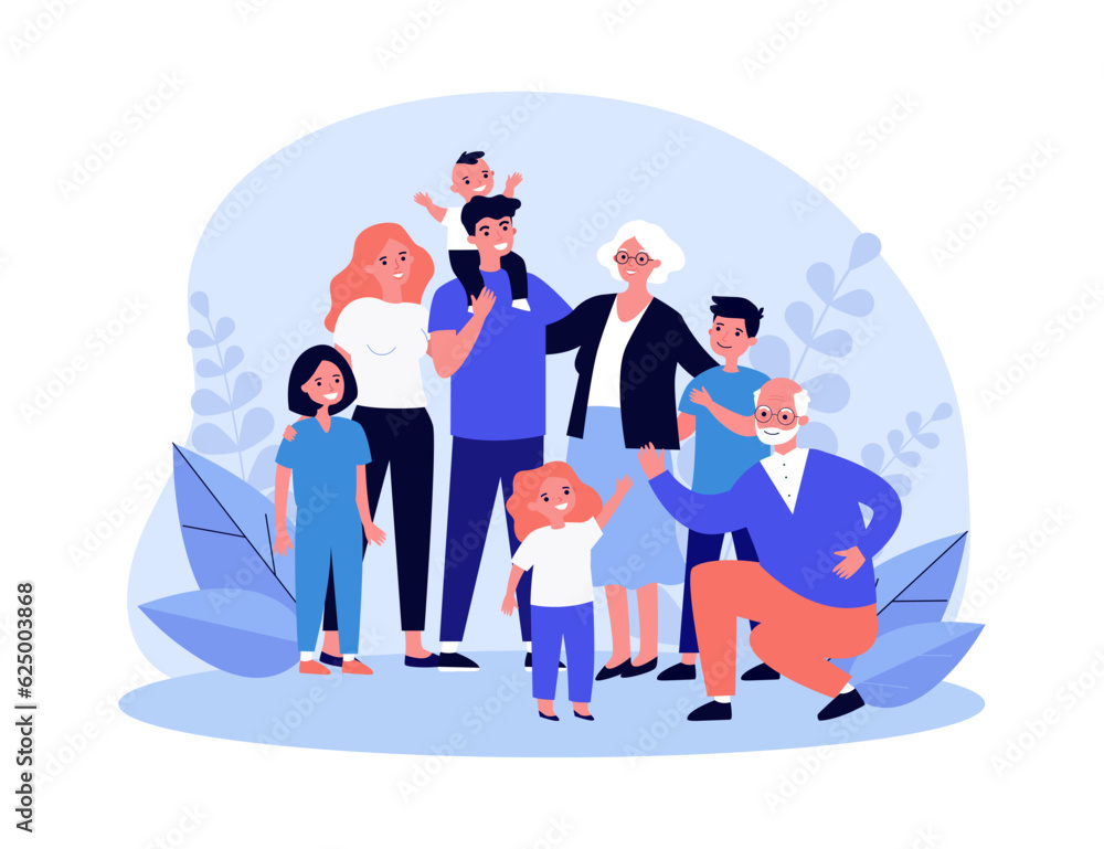 Vetor de Big family of different generations vector illustration ...