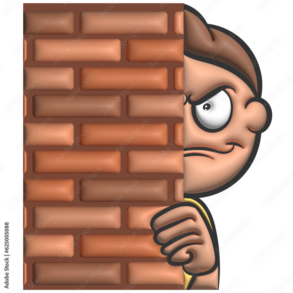 Cartoon Man Sneak Peek Gesture 3d Stock Illustration Adobe Stock