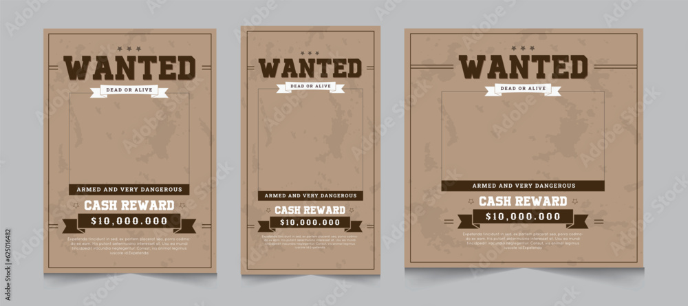 Set of wanted poster design for facebook, instagram feed and stories ...