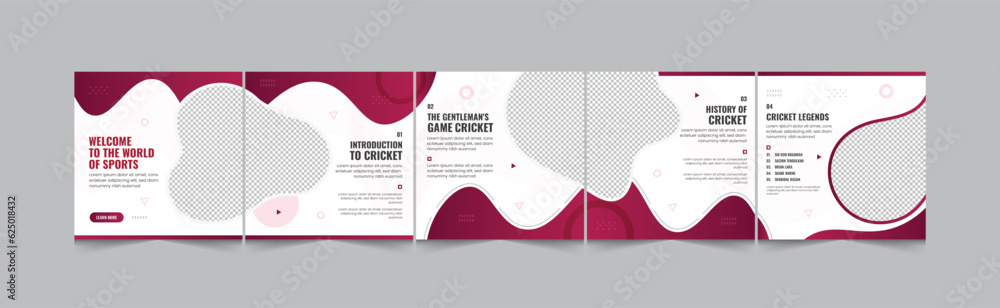 Sports instagram carousel template, set of editable social media ...