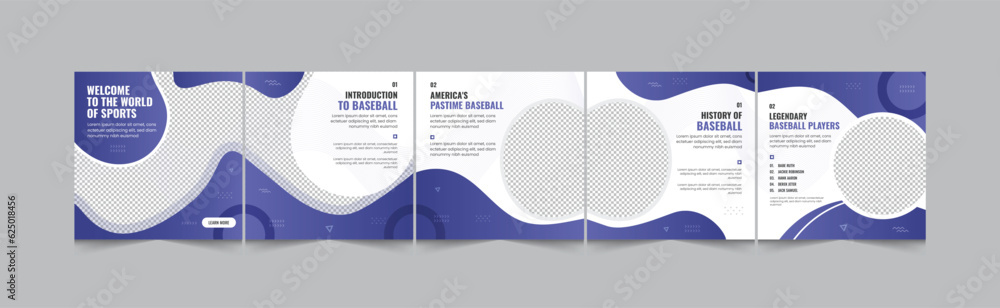 Sports instagram carousel template, set of editable social media ...