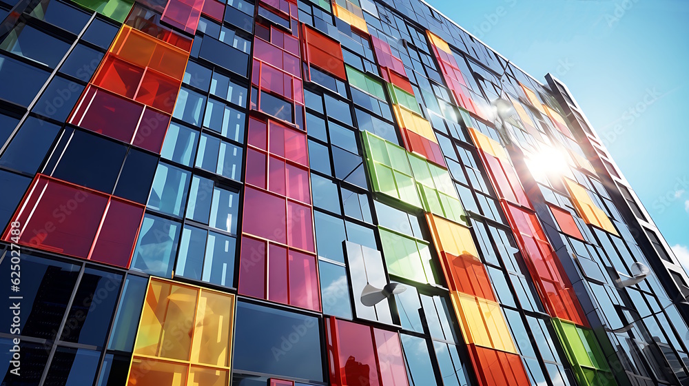 Colourful BIPV thin film solar panels with geometric patterns in the ...