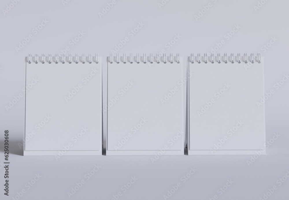 Desk calender set rendered with 3D software white color and realistic ...