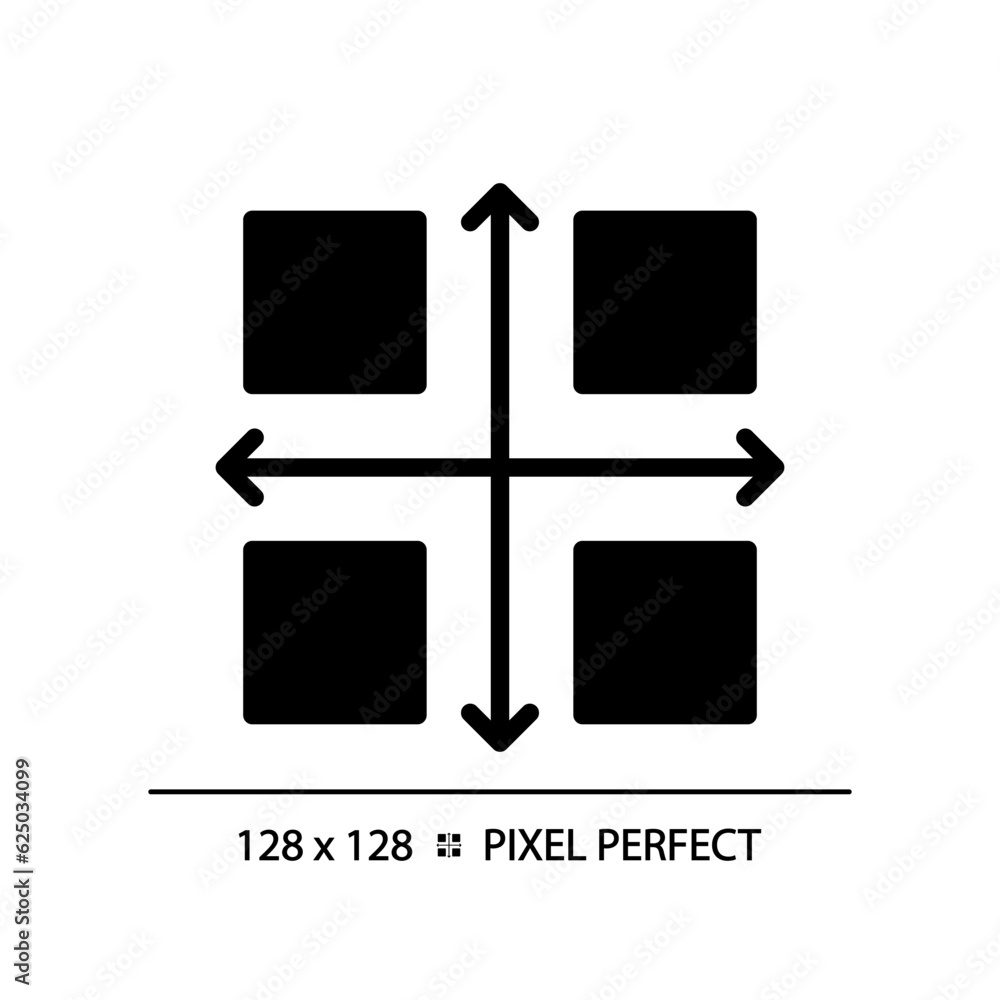 Matrix chart black glyph icon. Swot analysis. Business risk management ...