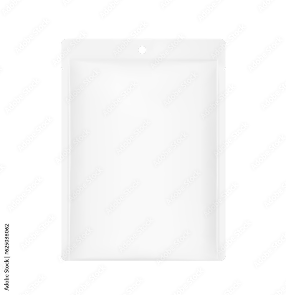 Realistic pouch bag mockup with round hole. Vector illustration ...
