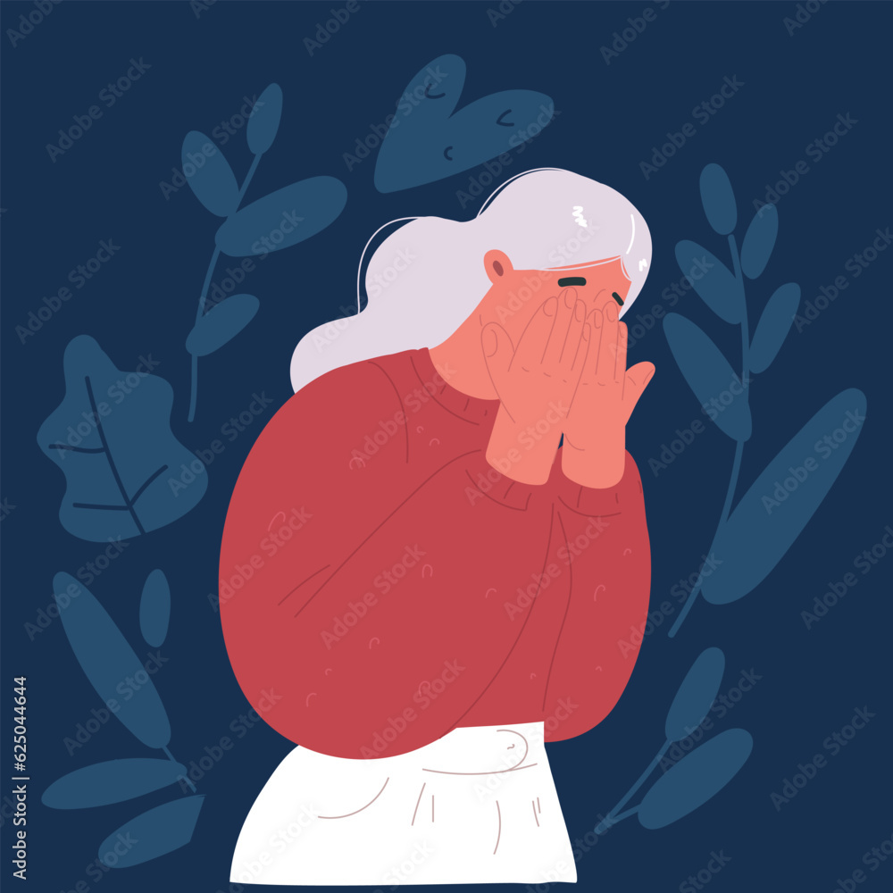 Vetor De Cartoon Vector Illustration Of Sad Woman Crying Stressed Girl