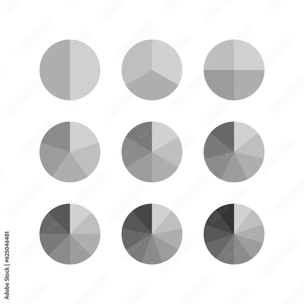 Circle section template in shades of gray colors. Circular structure ...