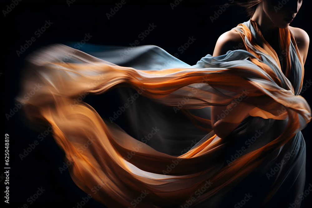 Abstract motion blur photograph of a dancer twirling with flowing ...