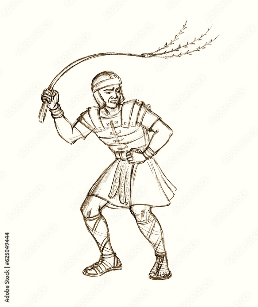 Pencil drawing. Punishment torture by flagellation Stock Illustration ...