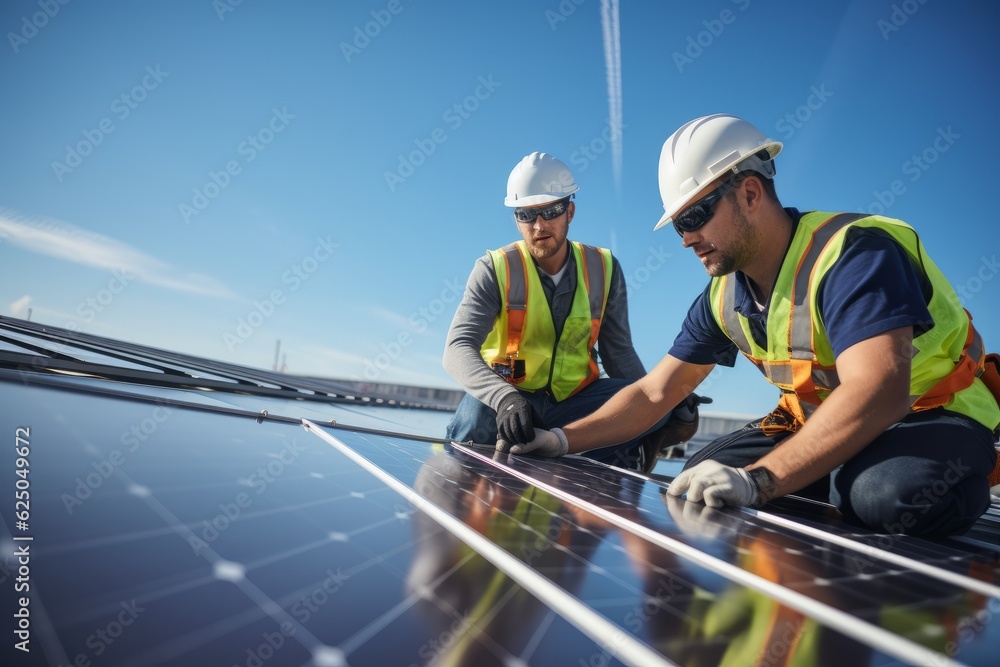 a group of people coming together to install solar panels on a ...