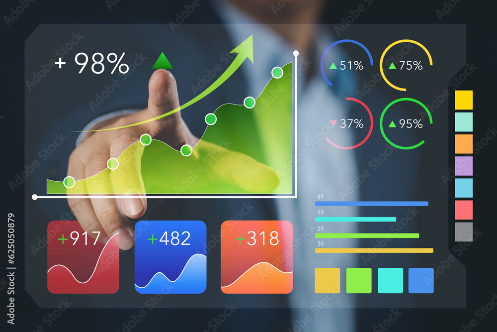 KPI Businessman data analytics working on business analytics dashboard ...