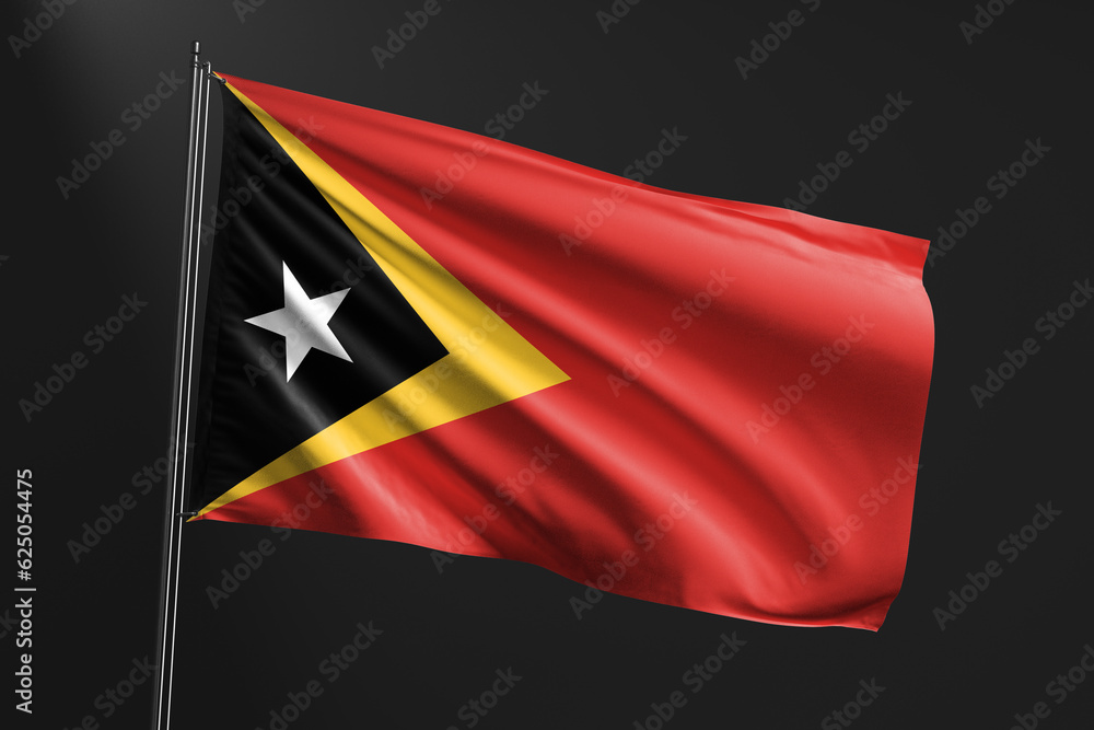 3d illustration flag of Timor leste. Timor leste flag waving isolated ...