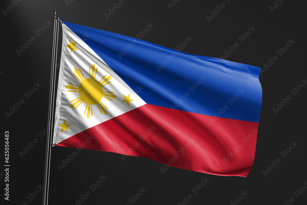 3d illustration flag of Philippines. Philippines flag waving isolated ...
